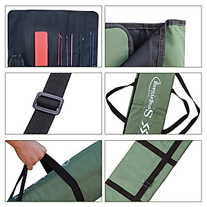 Sougayilang Fishing Rod Bag Canvas Rod Case Organizer Pole Storage Bag Fishing Rod and Reel Carrier Organizer for Travel, Gift for Father, Boyfriend and Family