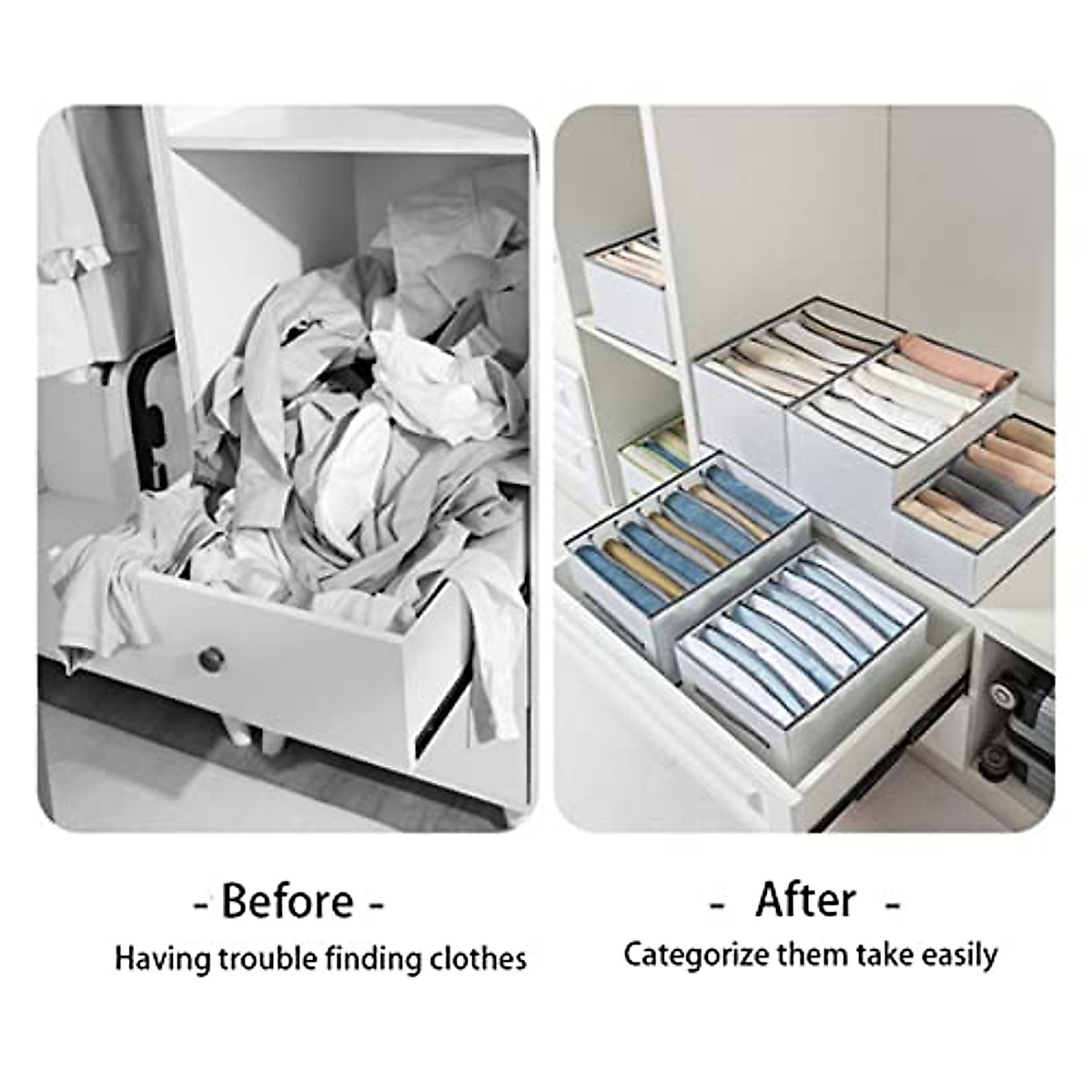 ZTPING 2 PACK Wardrobe Clothes Organizer, Upgrade PP Board Mesh,Handle Foldable Washable Drawer Clothes Organizer, Mesh Storage Compartment for Jeans Underwear T-shirt Legging Dress Thin Coat