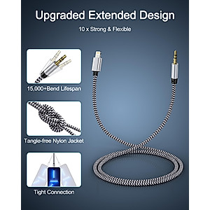 iPhone Aux Cord, [2pack/3ft] Lightning to 3.5mm Audio Auxiliary Cable for iPhone 14 13 12 11 Pro Max Xs Xr 8 7 Plus, iPad Mini, Male to Male Braided Apple Ox Wire for Car Stereo, Speaker, Headphone