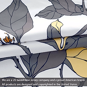 DriftAway 3 Piece Kitchen Curtains with Valance and Tier Sets Yellow Floral Branch Farmhouse Light Filtering 24 Inch Kitchen Window Curtains Over Sink for Bathroom Living Room