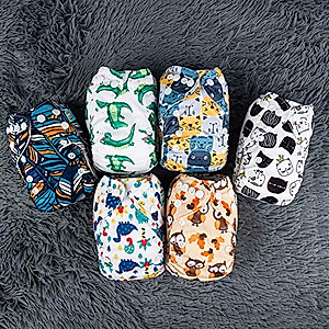 ALVABABY Newborn Cloth Diapers,Reusable Cloth Diaper for Preemie,6pcs Diaper Covers with 12 Newborn Diaper Inserts, Less Than 12pounds Baby Boy