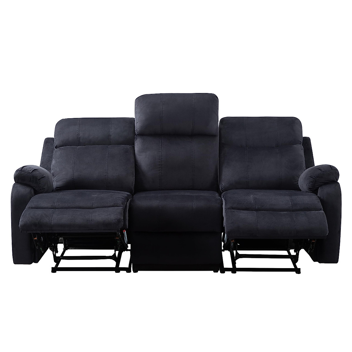 LCH 3-Seater Sectional, Leather Loveseat Lounge Chair, Set Reclining Couch Sofa for Living Room (Black)