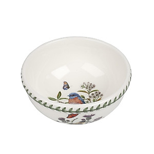 Portmeirion Botanic Garden Birds Fruit Bowl | 5.5 Inch Dessert Bowl with Western Bluebird Motif made of Fine Earthenware | Dishwasher and Microwave Safe | Made in England