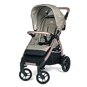 Peg Perego Booklet 50 Travel System - Includes Booklet 50 Baby Stroller and The Primo Viaggio 4-35 Infant Car Seat - Made in Italy - Mon Amour (Beige & Pink)