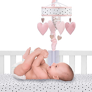 Lambs & Ivy Signature Heart to Heart Pink/White Musical Baby Crib Mobile