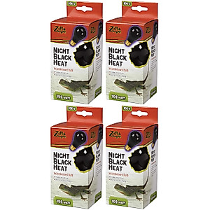 Zilla 4 Pack of Night Black Heat Incandescent Bulbs, 100 Watts, for Terrarium Heat Lamps