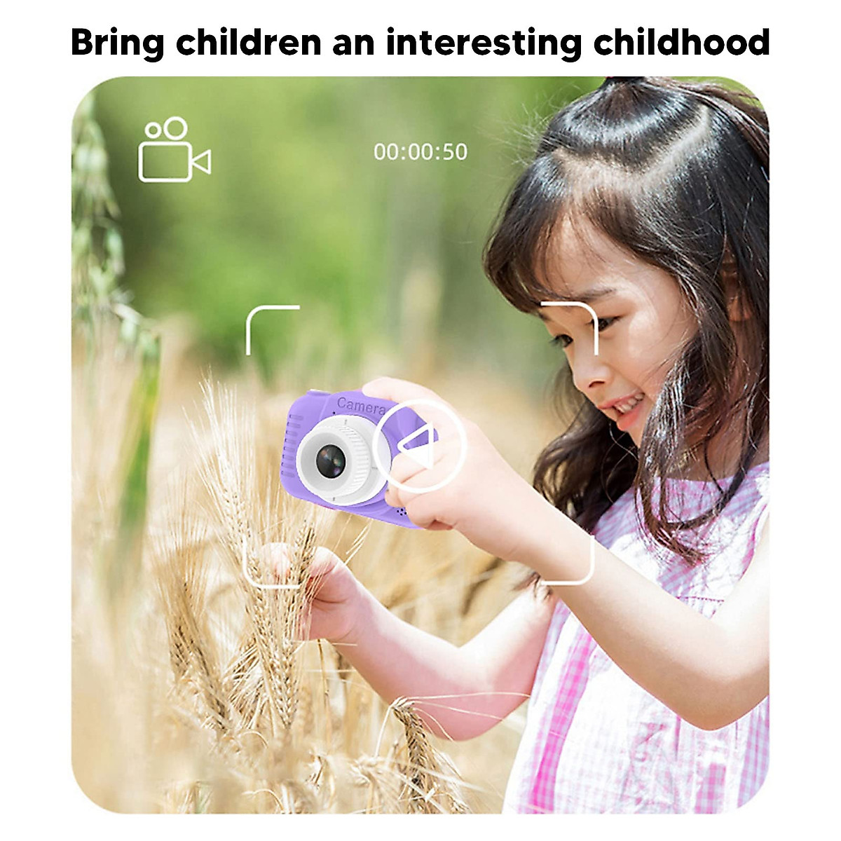 Camera, Digital Camera with 32G Card High Definition Dual Lens 1080P 8X Zoom USB Rechargeable for Girls (Purple)