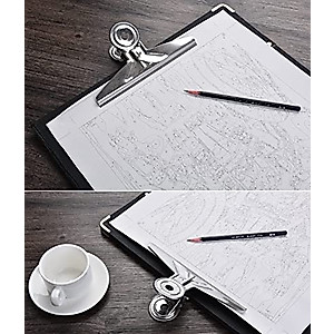 Coideal Extra Large Bulldog Clips - 2 PCS 20cm Jumbo Stainless Steel XL Bull Binder Paper Clip Clamps for Office (Sliver, 7 7/8 Inch)