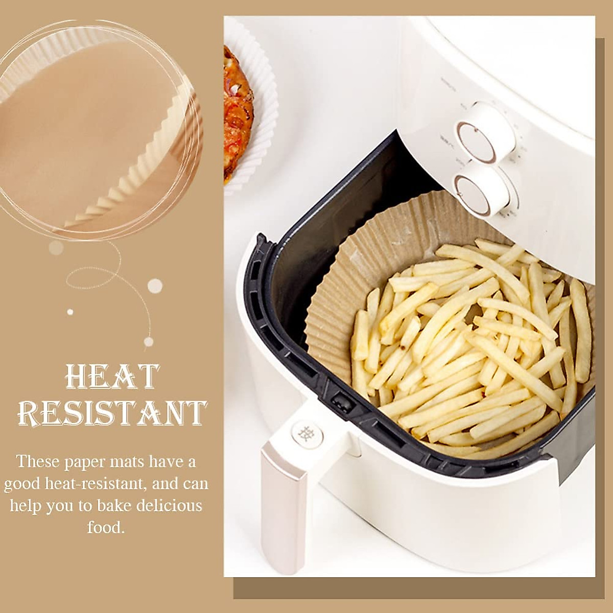 Hemoton 50pcs Air Fryer Oil Grill Accesories - Liners Silver Oyster Shell Ferris Wheel Photo Frame Wood Round Food Steamer Mats Bbq Accessories Cookie Cake Paper Household Baking Supplies