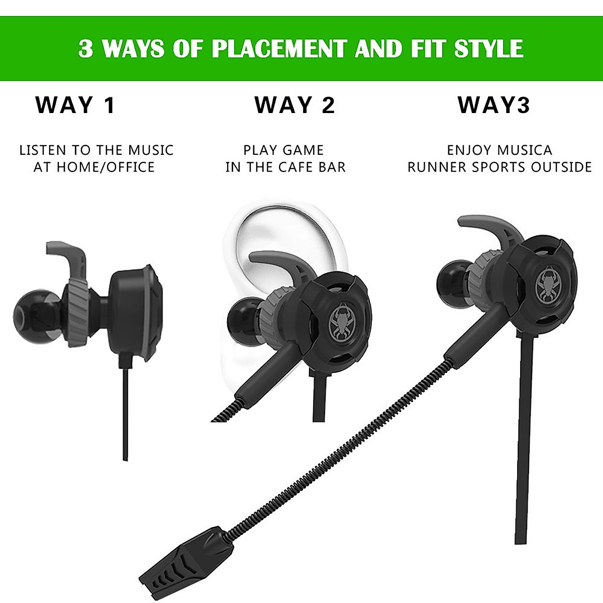 maxin Wired E-Sport Earphone with Adjustable Mic for PS4, Laptop Computer, Cellphone,and so on, 3.5mm Wired Earburds with Snug and Soft Design, Inline Controls for Hands-Free Calling. (Red)