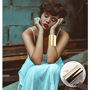 FIRAZIO 2 Pcs Cuff Bangle Bracelet for Women Open Wide Wire Bracelets Gold Wrist Cuff Wrap Bracelet