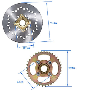 32 Go Kart Axle Kit with Shaft + Hub+ Chain+ Brake Master Cylinder + Sprocket Replacement for Go Kart ATV
