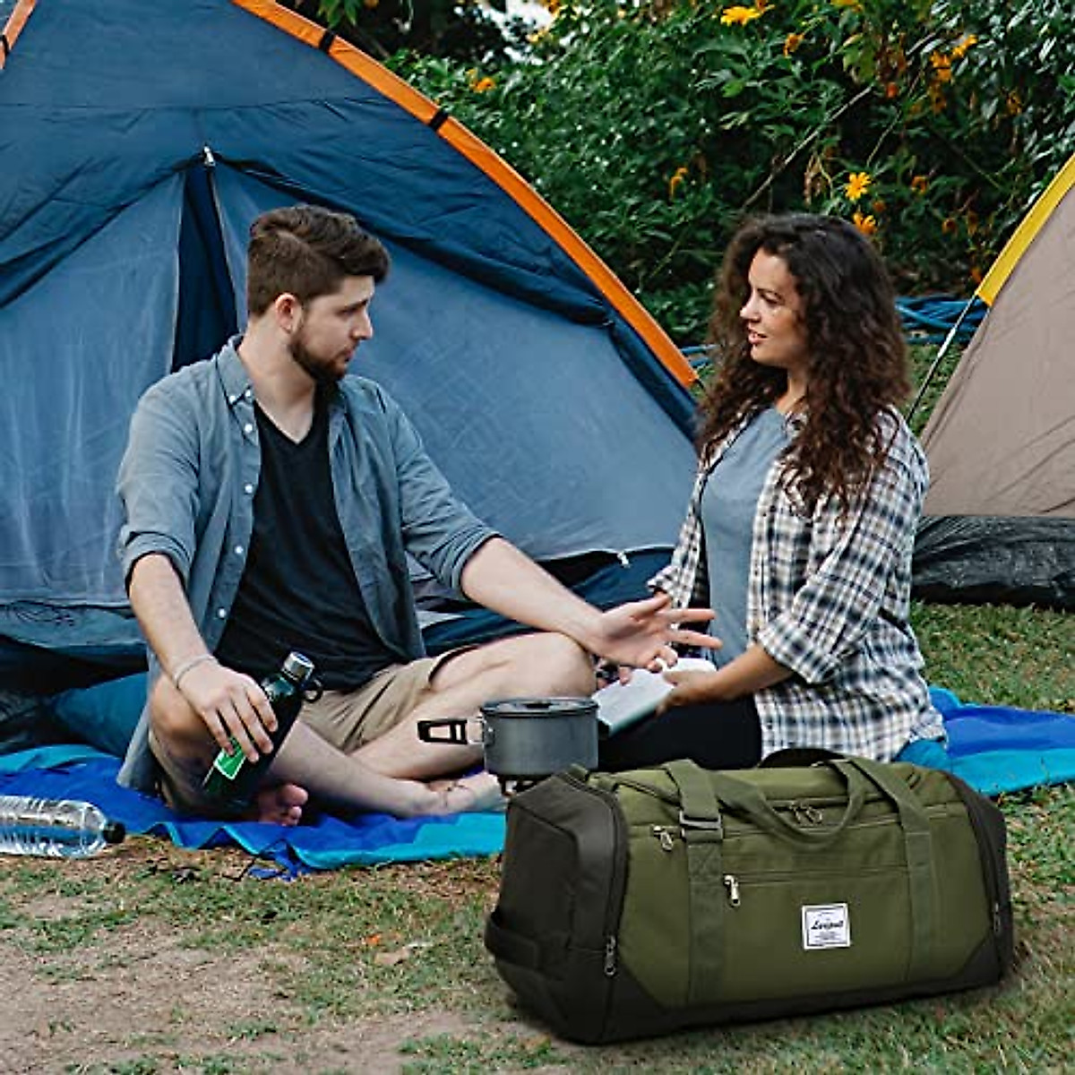 Laripwit Travel Duffle Bag for men 40L Medium Sports Gym Bag with Wet Pocket & Shoes Compartment Weekender Overnight Backpack for Traveling Duffel Bag Backpack for Women, Green