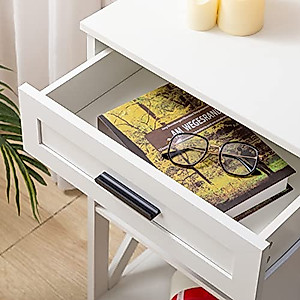 ALIMORDEN 3-Tier Narrow Console Table, 2 Drawers and 2 Storage Sofa Table Shelves for Hallway, Entrance, Living Room, White