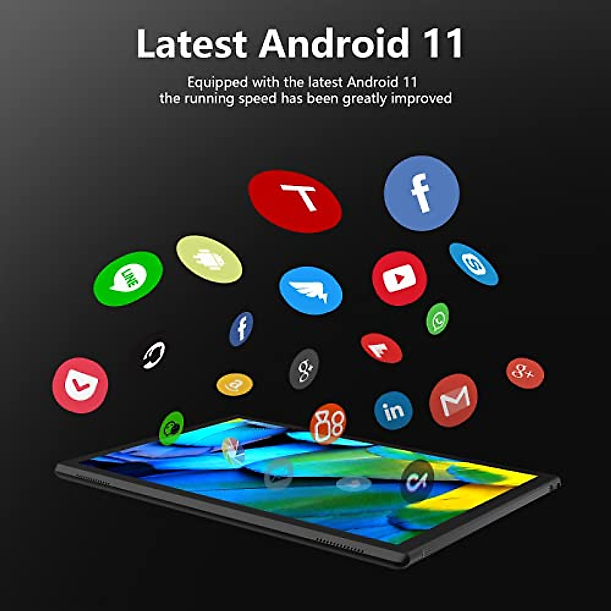 10 Inch Tablet, Google Android 11 Tablet, Quad-Core Processor Tableta Computer with 32GB ROM 2GB RAM 8MP Camera WiFi BT 10.1 in HD Display, 6000mAh Long Battery Life Tablet.