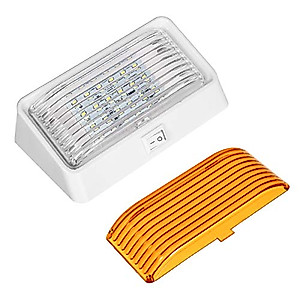 Partsam Rectangle LED RV Porch Light with On/Off Switch, RV Exterior Utility Light Lighting Fixture Cover Replacement for RVs Motorhome Campers, 12V, 5th Wheels, Clear and Amber Lenses Removable