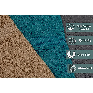 Textila Cotton Bath Towels - Medium Bath Towel 24x48 Inches - Pack of 4 - Multi Color - Soft and Absorbent Towels for Bathroom, Gym, Pool, Spa, Hotel, Home & Hair Wrap Use