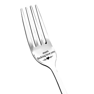 Gifts for Mother Mothers Day Birthday Gifts I Forking Love You Mom Dinner Forks, Funny Mum Engraved Fork, Stainless Steel Dessert Forks for Mom Mother Mommy Gift from Daughter Son
