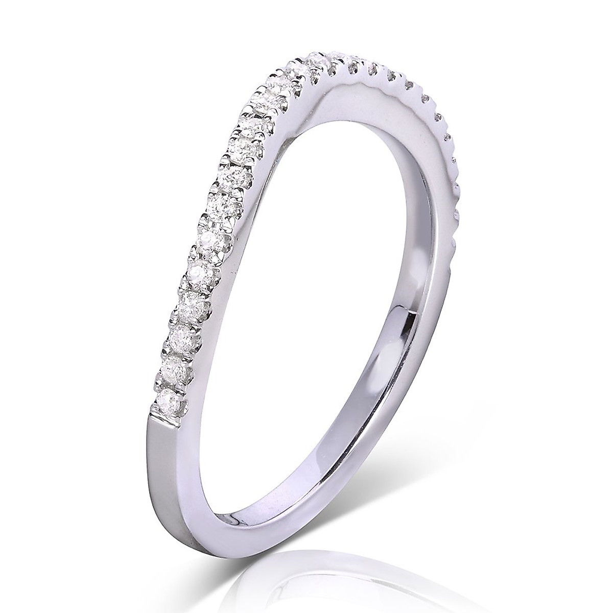 Kobelli Curved Diamond Wedding Band 1/5 CTW 14k White Gold, Size 7
