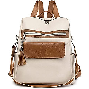 Leather Backpack Purse for Women PU Medium Size Travel Backpack Trendy Anti Theft Handbags and Shoulder Bag (White)