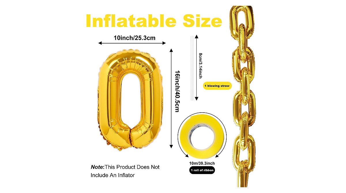 Ckepvo 25Pcs Gold Chain Balloons for Hip Hop Parties