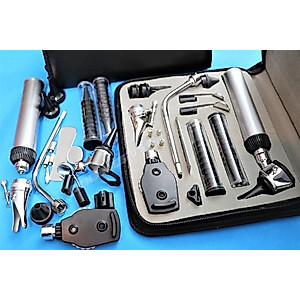 Cynamed-All in -1-Premium Fiber Optic LED Otoscope Physician Approved Ear Eye Care Professional Home ENT Diagnostic Set Adult & Child 20 x Reusable Specula Zipper Case Set