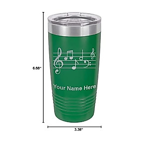 LaserGram 20oz Vacuum Insulated Tumbler Mug, Music Staff, Personalized Engraving Included (Green)
