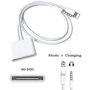 Belcompany Lightning to 30 Pin Cable for iPhone with 3.5mm AUX Audio Port