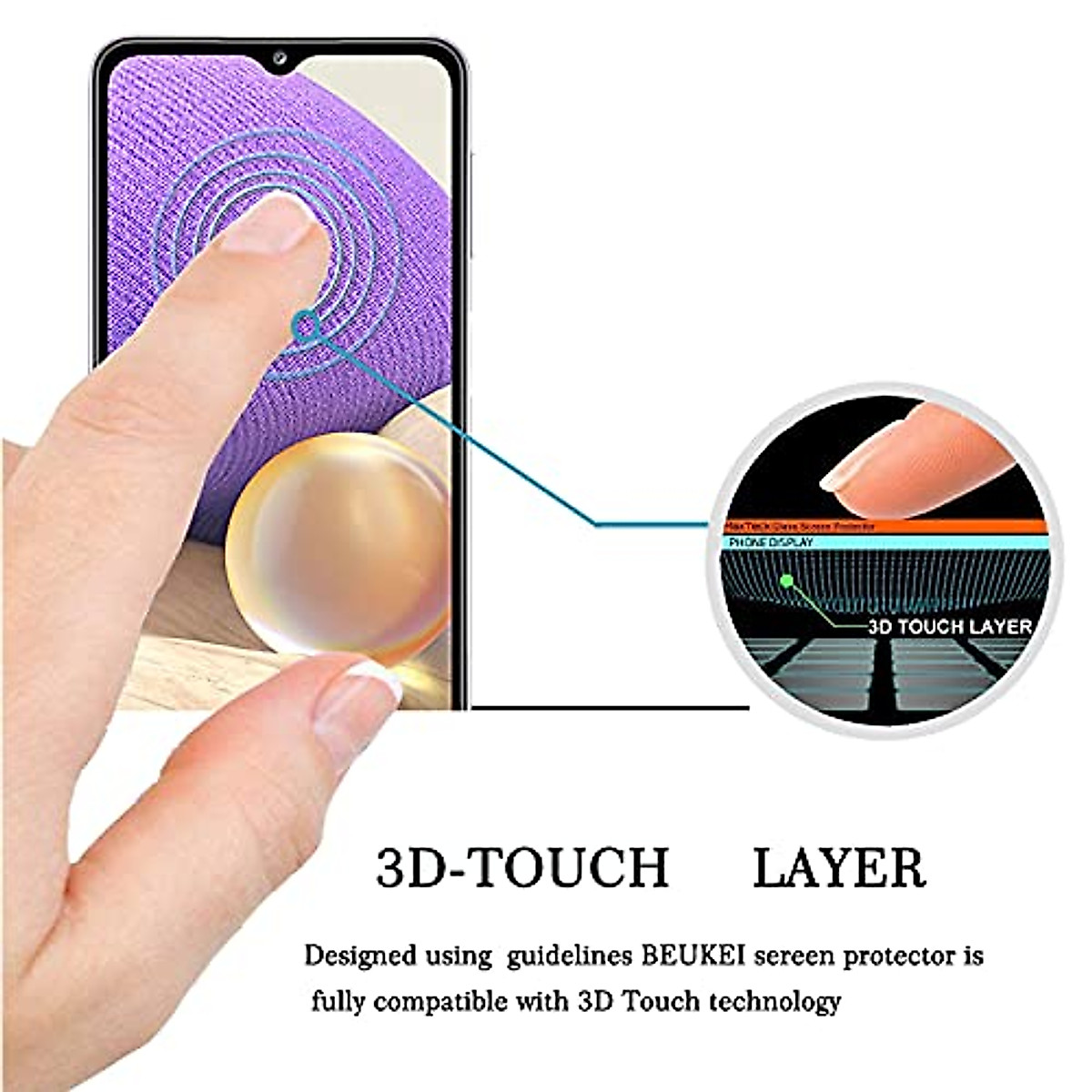 beukei (3 Pack) Compatible for Samsung Galaxy A32 5G Screen Protector Tempered Glass (Not Fit for Galaxy A32 4G), Touch Sensitive,Case Friendly, 9H Hardness
