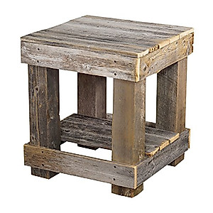 Del Hutson Designs - Rustic Barnwood End Table, USA Handmade Reclaimed Wood (Natural)