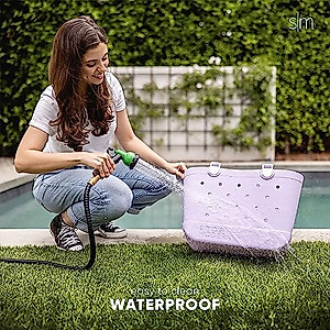 Simple Modern Beach Bag Rubber Tote | Waterproof Large Tote Bag with Zipper Pocket for Beach, Pool Boat, Groceries, Sports | Getaway Bag Collection | Deep Ocean