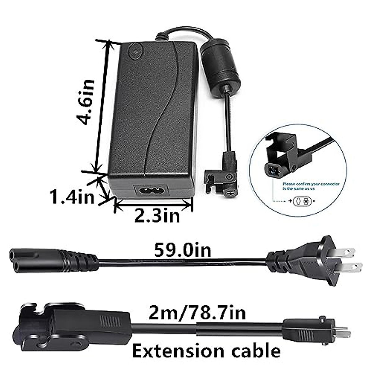 Universal Power Cord for Recliner Chair - 2-Pin Power Adapter with Extension Cord for Lift Chair, Recliner Sofa, Recliner Couch, 29V2A Power Supply Compatible with Power Recliner Most Makes & Models