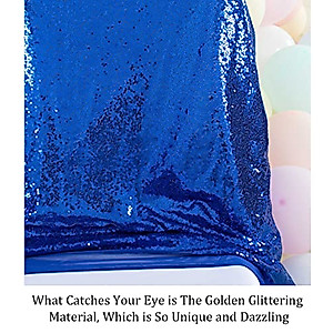 Pardecor Sequin Fabric by The Yard Glitter Fabric 1 Yard Little Mermaid Fabric Mesh Fabric Sequence Fabric Linen Material Fabric for Sewing Sparkle Cloth Fabric (1 Yard, Royal Blue)