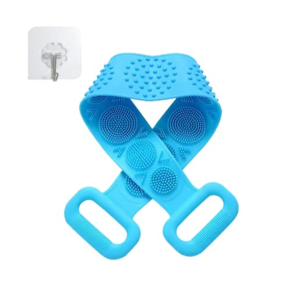 HJCOCHOME Silicone Back Scrubber for Shower,Silicone Body Scrubber,Shower Brush,Body Scrubbers,Back Scrubber Extra Long Exfoliating Body Scrubber with Handle for Shower for Men and Women (Blue)