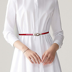 XZQTIVE Skinny Belts For Women Thin Leather Waist Belt Fashion Ladies Belt For Dress Pant