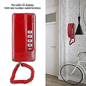 Wired Desktop Telephone - Wall Mount Landline Telephone Extension - No Caller ID Display - Exquisite and Compact - Phone for Hotel,Family,Business,Home (Red)