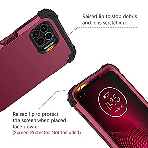 BENTOBEN Case Compatible with Moto One 5G/Moto G 5G Plus/Moto One 5G UW, 3 Layer Heavy Duty Rugged Shockproof Protective Cover for Motorola Moto One 5G /G 5G Plus/One 5G UW 6.7", Wine Red