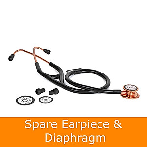 Dual Head Stethoscope for Doctors Stainless Steel Rose Gold Acoustic Stethoscope with Flexible Tube & Soft Sealing Ear Knobs Black