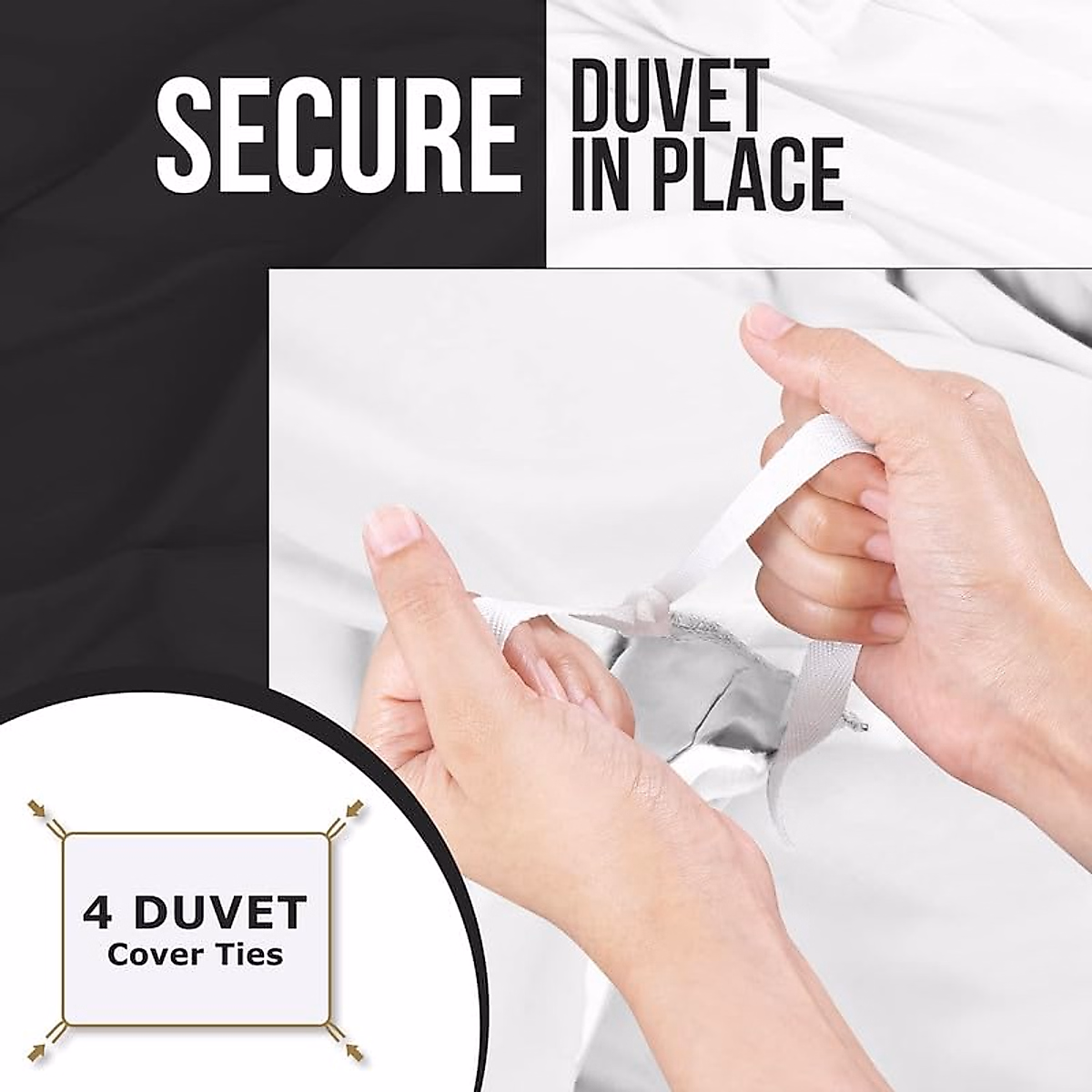 TASHMIA Hotel Luxury 800 TC, King/Califonia King 94x104 Size 3-Pieces Duvet Cover 100% Egyptian Cotton Hidden Zipper Closer & Corner Ties Breathable and Fade Resistant,White Solid