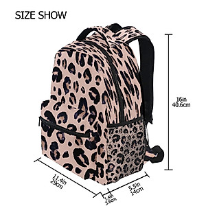 Leopard Print Cheetah Pink Backpack School Bags Bookbags for Teen Kids Travel Daypack One Size