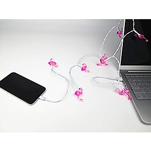 YAGE Tale Pink Flamingo USB Christmas Light Phone Charger Cord Designed for Women 50inch 8LED Compatible with Phone 11,11Pro,11Pro Max,12,12Pro,12Pro Max,13,13Pro,13Pro Max,14,14Pro,14Pro Max etc