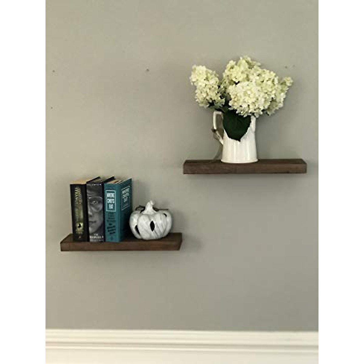 AVIGNON HOME Rustic Floating Wood Shelves Wall Mount Hanging Shelves Book Shelves Industrial Wood Book Shelves Storage, Display & Decor 16" Wide (Brown, 16 inches)