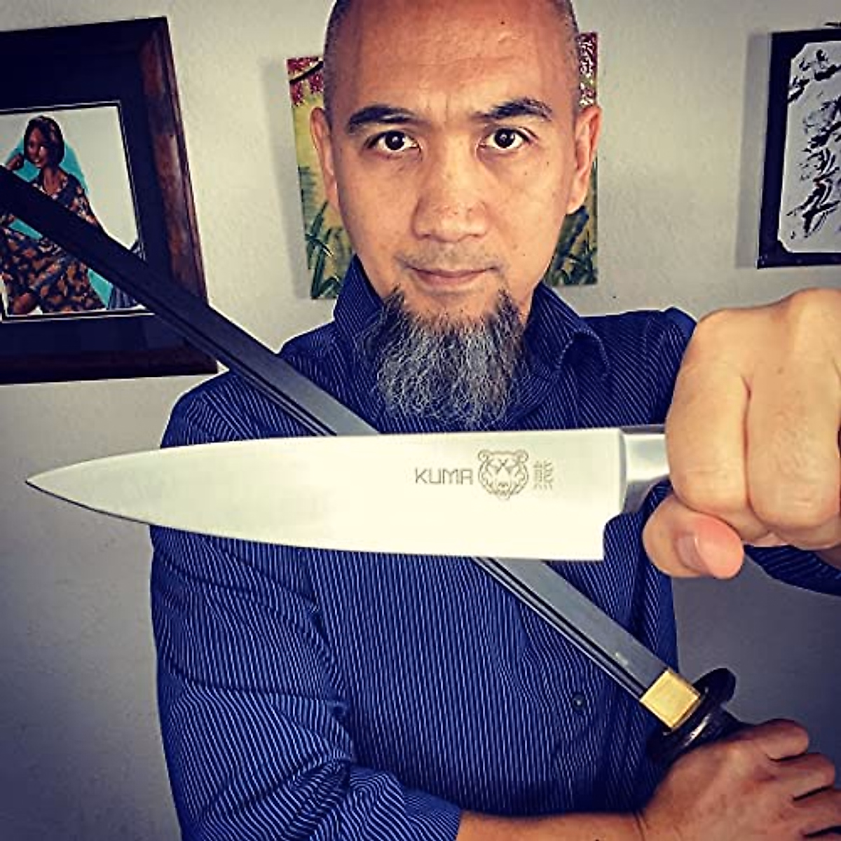 KUMA Multi Purpose Chefs Knife - Pro Bolster Edition - 8 Inch Blade for Carving, Slicing & Chopping - Great Ergonomic Handle - Professional Kitchen Knives