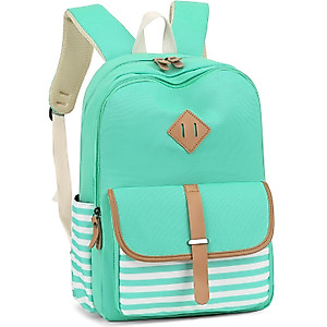 Leaper Stripe Canvas Backpack Large Laptop Bag Travel Shoulder Bag bag Daypack Water Blue