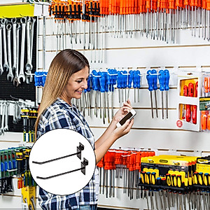 32Pack Slatwall Hooks, 8” Heavy Duty Panel Display Hooks, Commercial Grade Slat Board Hooks for Panel, 1/8” Thickness Metal Slatwall Deluxe Hooks for Garage Shop Retail Display, Black