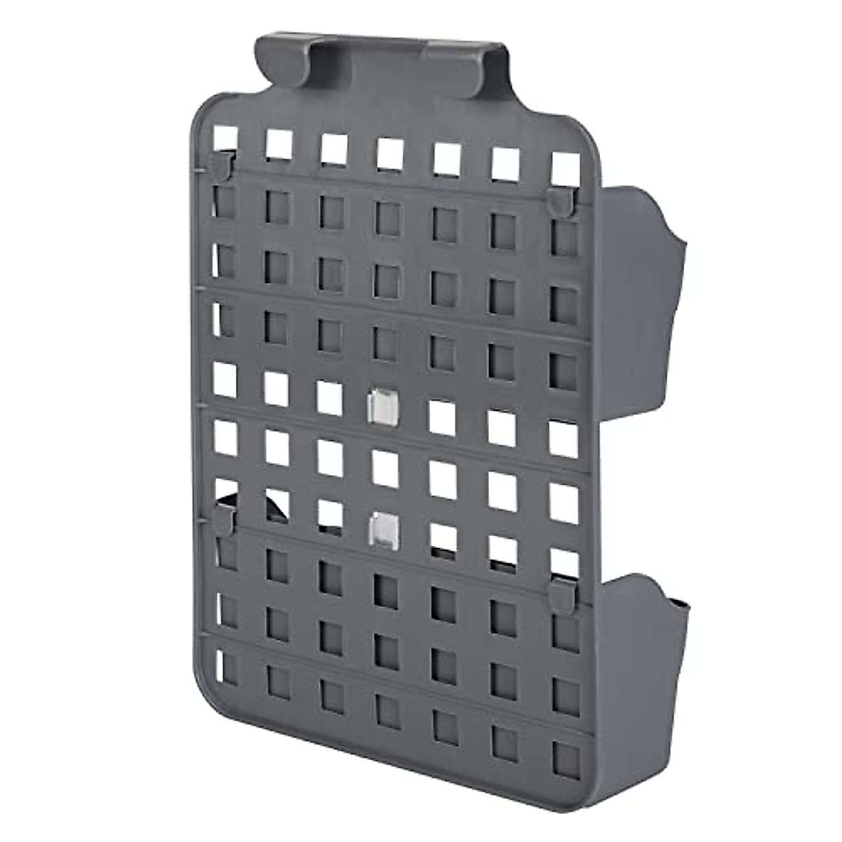 Simplify 2 Tier Over the Cabinet Caddy| Dimensions: 14"x 8"x 4"| Adjustable Shelves | Home Organization | Baskets Hold | Bottles | Cans | Cleaning Products | Hair Tools | Cabinet Storage | Grey