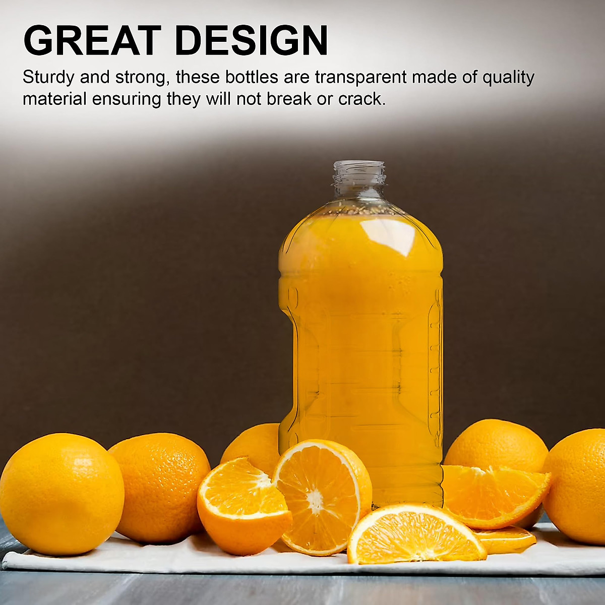 MT Products Clear PET Plastic Juice Bottles 64 oz. - Empty Container with Tamper Evident Caps (Set of 4) - Made in the USA