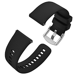 Anbeer Silicone Watch Band 16mm Quick Release Rubber Watch Straps for Men Women,Silver Stainless Steel Buckle