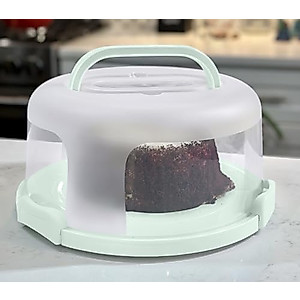 Kivi Cake Carrier with Lid and Handle – Practical Cake Holder with Lid and Sturdy Clamps – Multipurpose Cake Container 10 Inch - Cupcake Carrier fits 11 Cupcakes - Dishwasher Safe