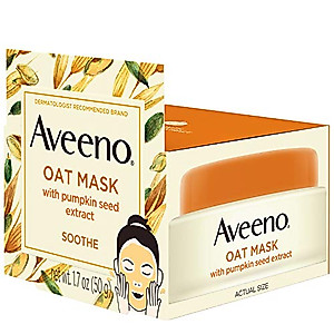 Aveeno Oat Face Mask with Soothing Pumpkin Seed Extract and Feverfew Extract, to Rebalance and Hydrate Skin, Paraben Free, Phthalate-Free, 1.7 oz